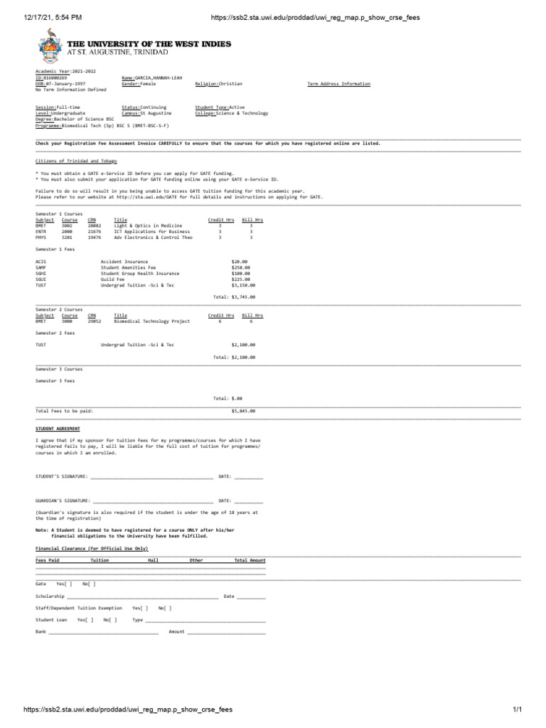 Uwi Reg Map | PDF | Tuition Payments | Fee