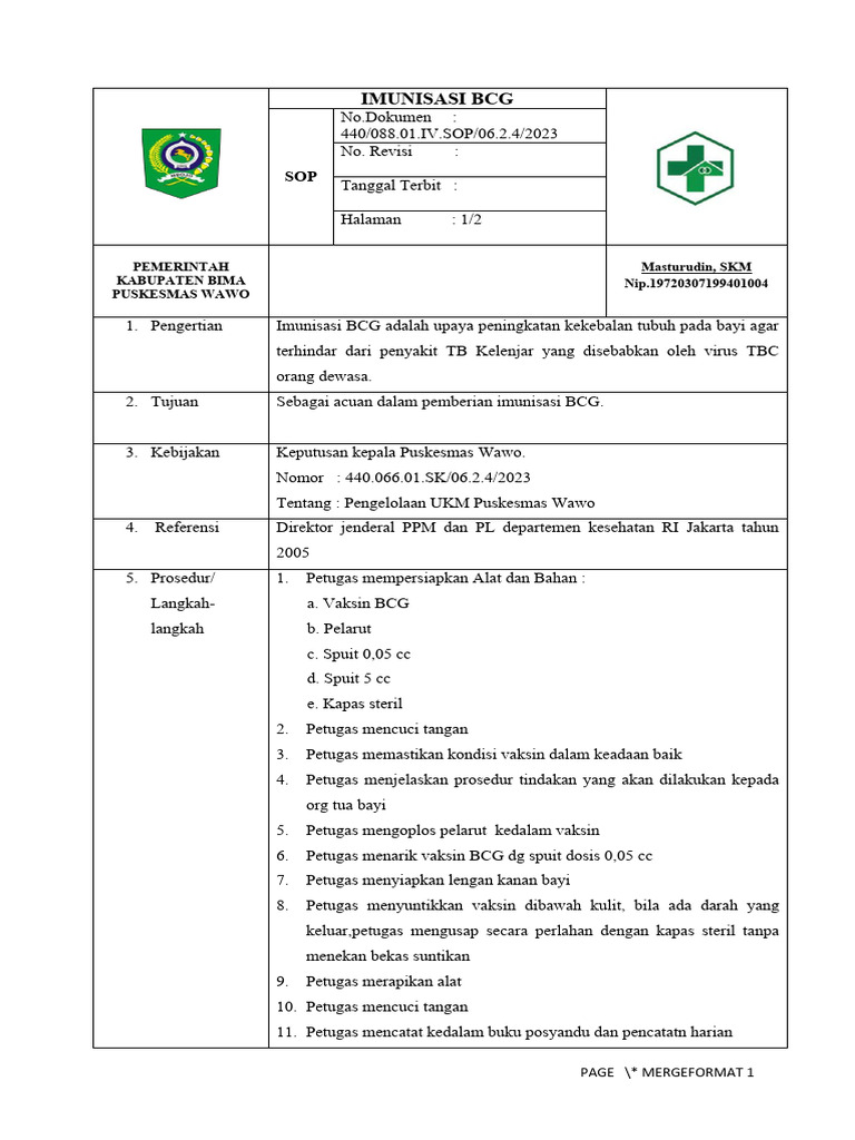 Viks 2 Sop BCG | PDF