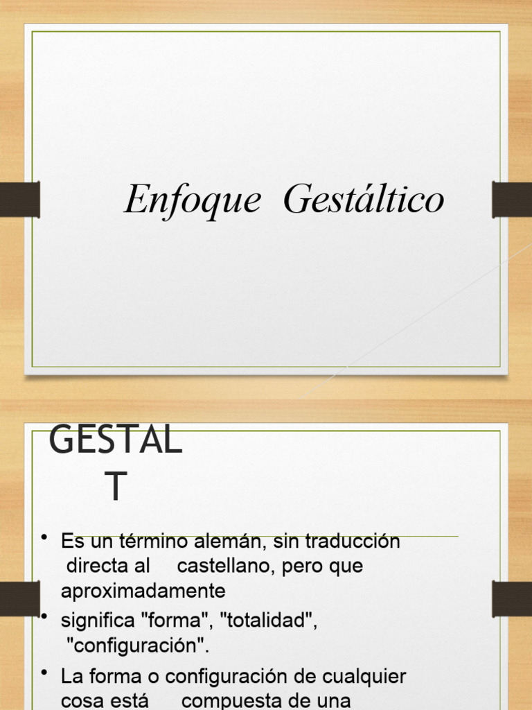 Enfoque Gestaltico | PDF | Terapia Gestalt | Sicología