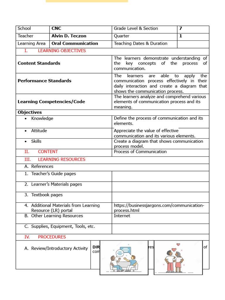 Lesson Plan TTL Yeye | PDF | Communication | Learning
