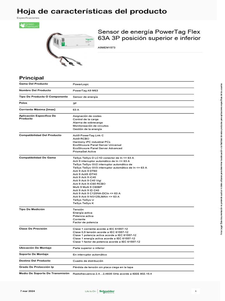 Schneider Electric - PowerLogic-PowerTag - A9MEM1573 | PDF | Ingenieria ...