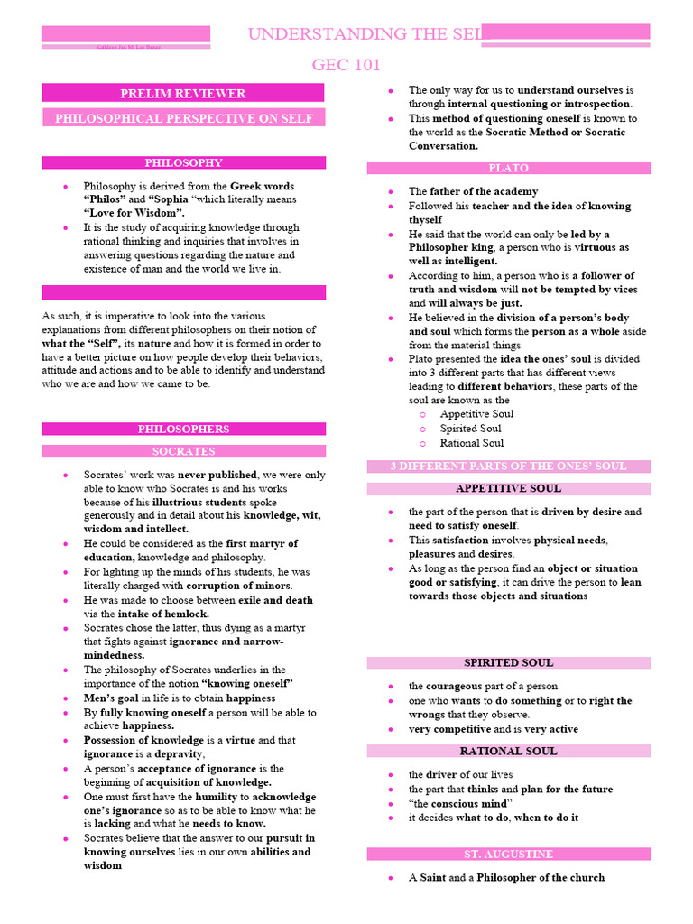 GEC 101 L UNDERSTANDING THE SELF | Download Free PDF | Id | Anthropology