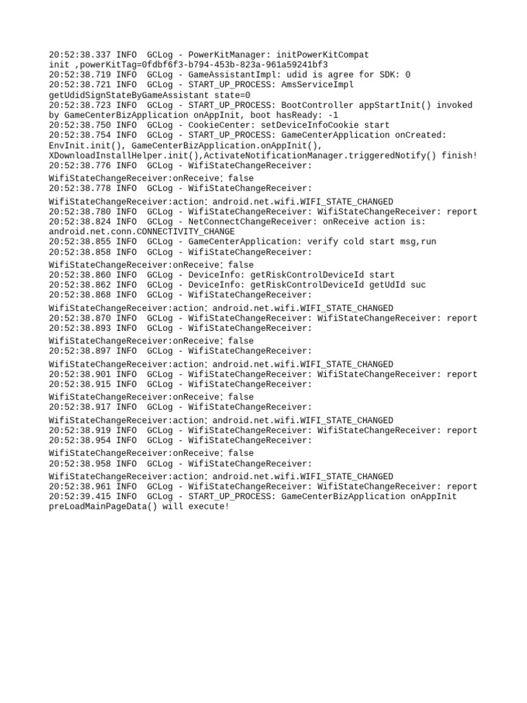 GameCenter Application Startup Log | PDF | Computers | Technology & Engineering