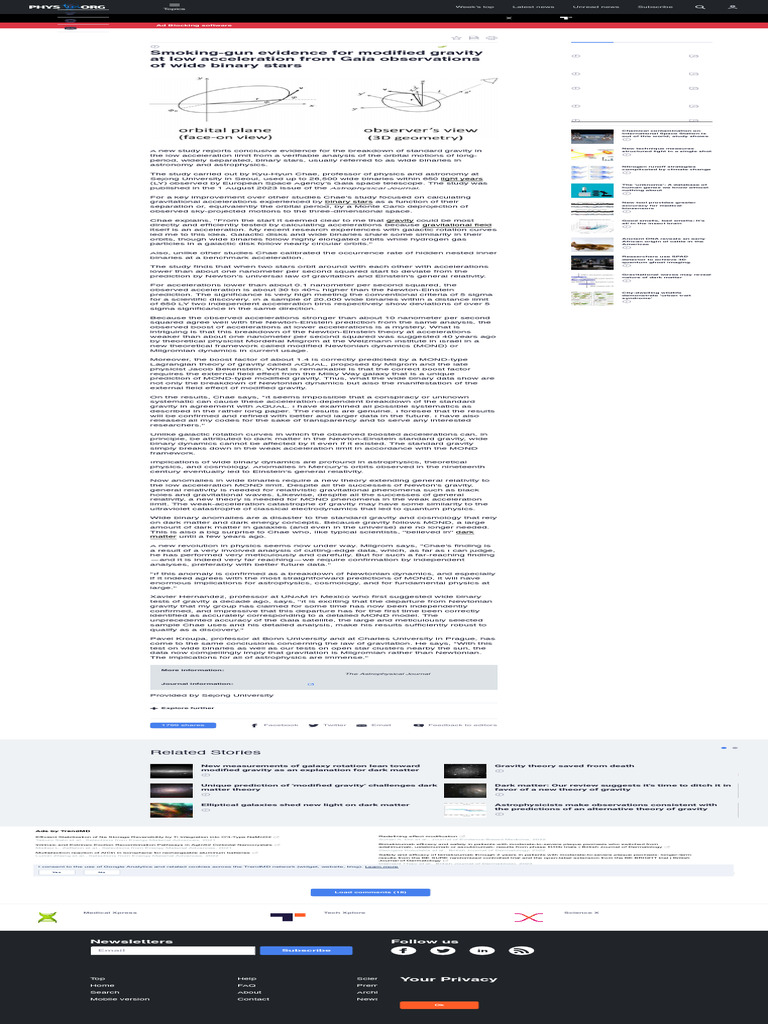 Smoking-Gun Evidence For Modified Gravity at Low Acceleration From Gaia ...