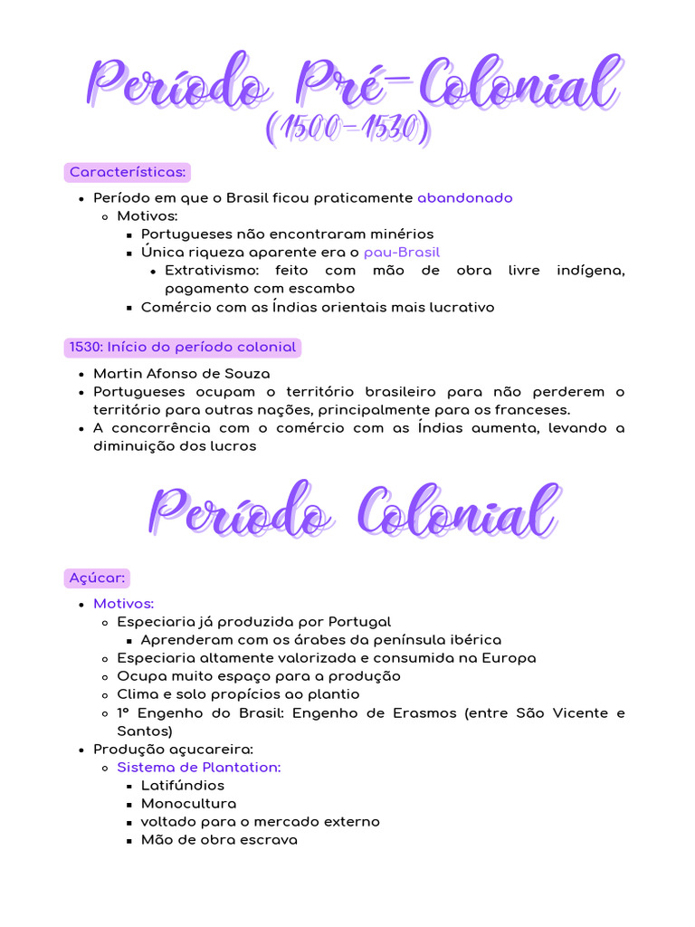 História do Brasil: Períodos Pré-Colonial e Colonial | PDF