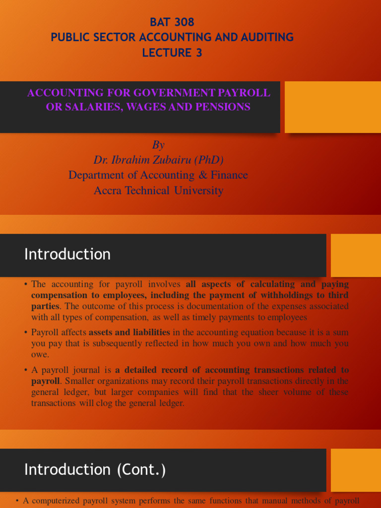 Government Payroll Accounting Overview | PDF | Debits And Credits ...