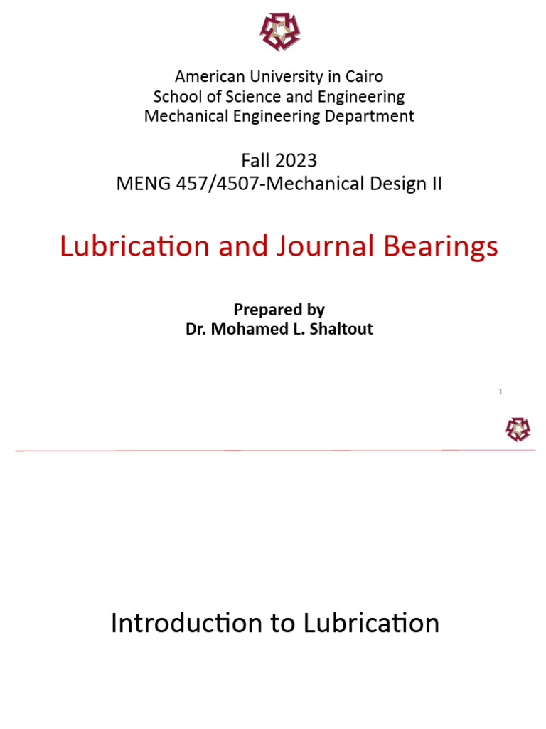 01 Introduction To Lubrication Pdf Bearing Mechanical Lubrication