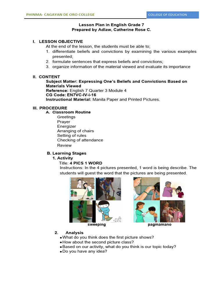 G7 Week 4 LP | PDF | Career & Growth | Self-Improvement