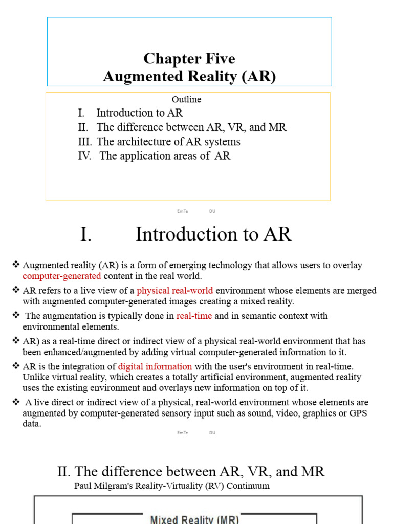 Chapter 5 - Augmented Reality | PDF | Augmented Reality | Virtual Reality