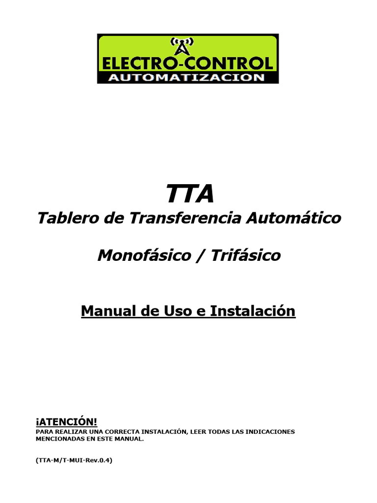 Tta Mono_trifasico Manual v0.4-2023 | PDF | Arranque | Energia electrica