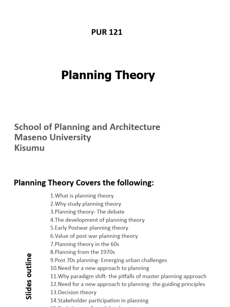 Planning Theory Handout | PDF | Decision Theory | Rationality