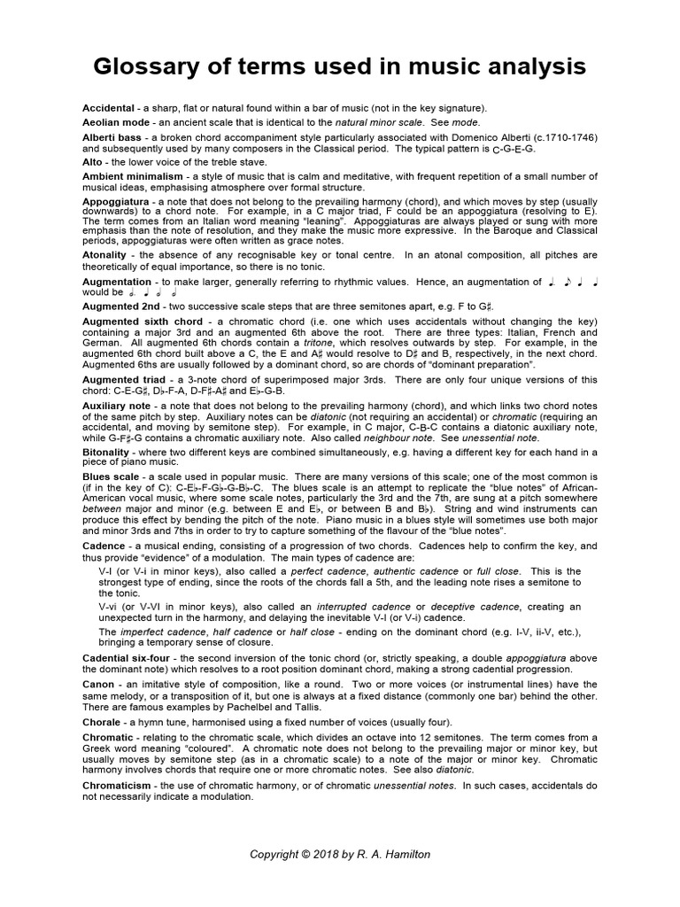 Music Glossary | PDF | Chord (Music) | Scale (Music)