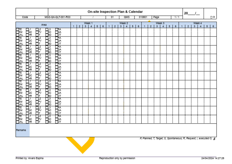 03-01 Inspection Calendar-220817 | PDF