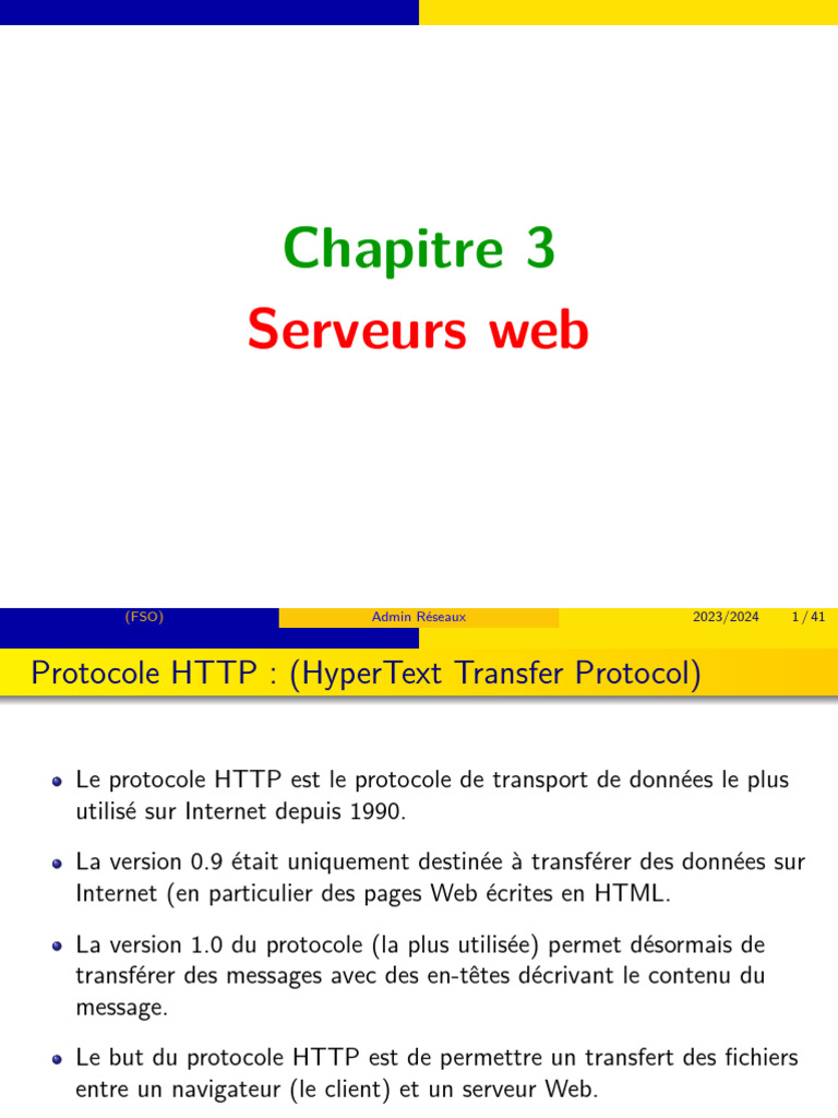 Introduction au protocole HTTP et serveurs web | PDF | Mise en réseau ...