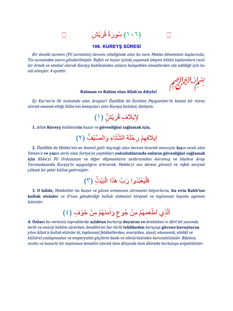 Kureyş Sûresi | PDF