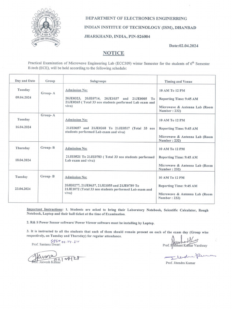Signed Final Notice Microwave Lab Exam | PDF