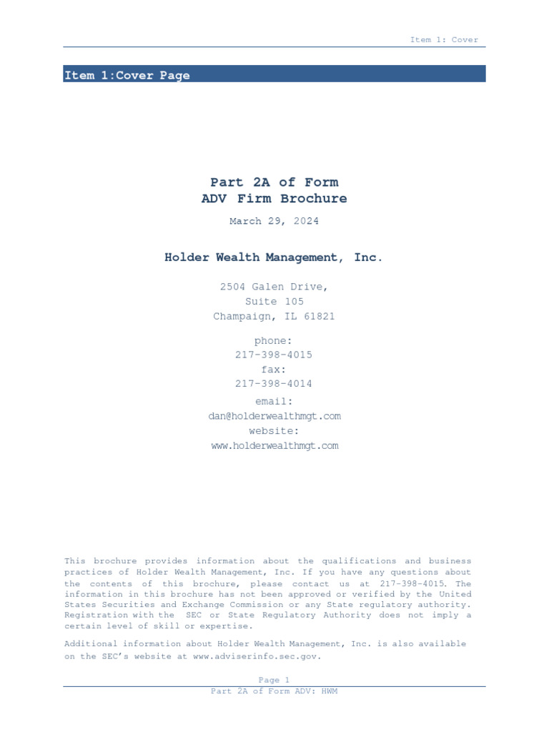 Form Adv - March 2024 | PDF | Option (Finance) | Put Option