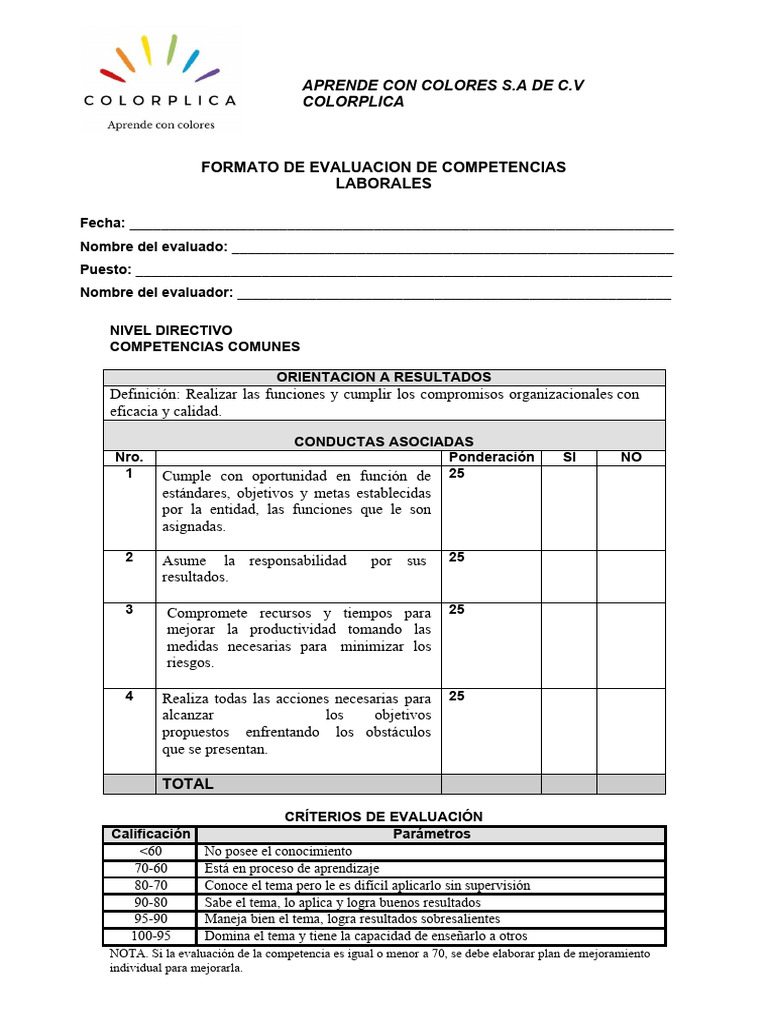 Formatos para Evaluar Las Competencias | PDF | Evaluación | Business