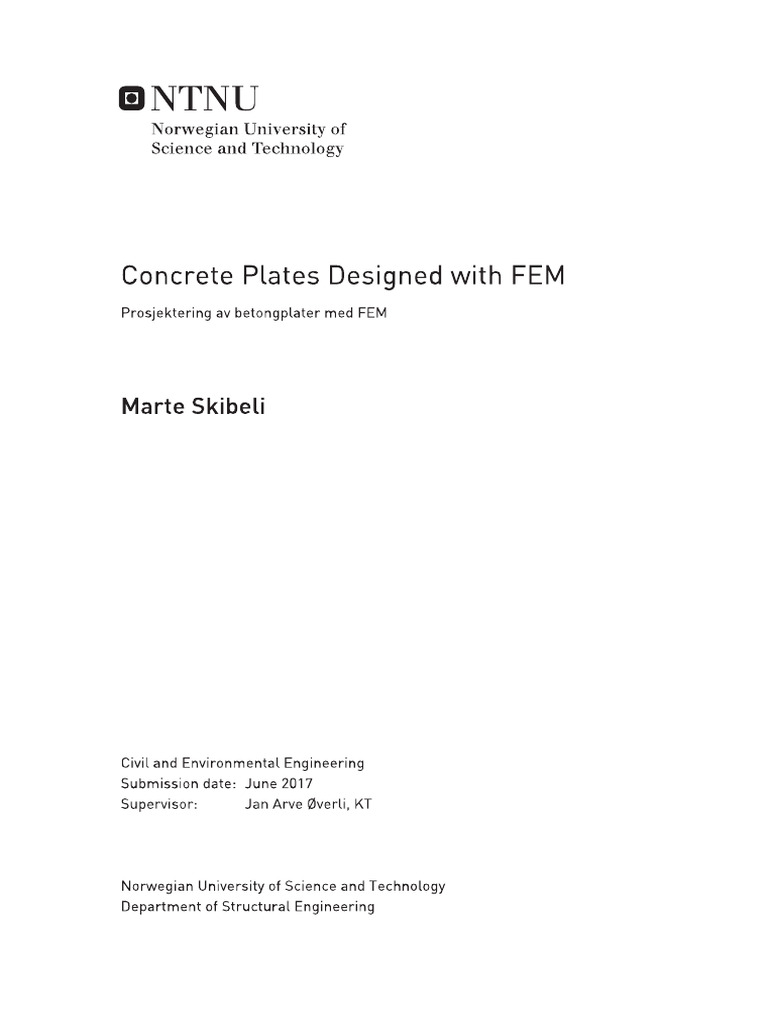Concrete Plates Designed With FEM | PDF | Bending | Stress (Mechanics)