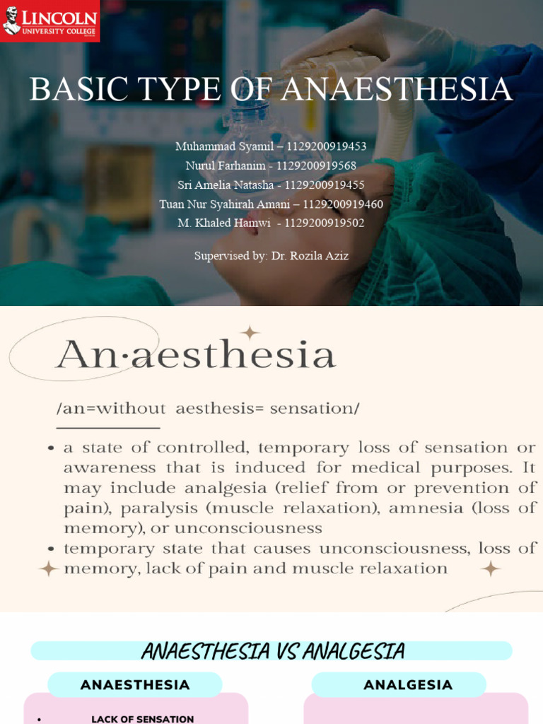 Basic Types of Anaesthesia | PDF | Anesthesia | Opioid