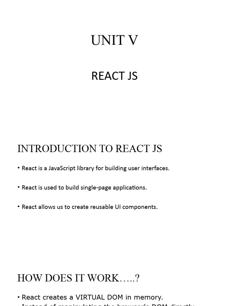 Unit V React | PDF | Html | Java Script