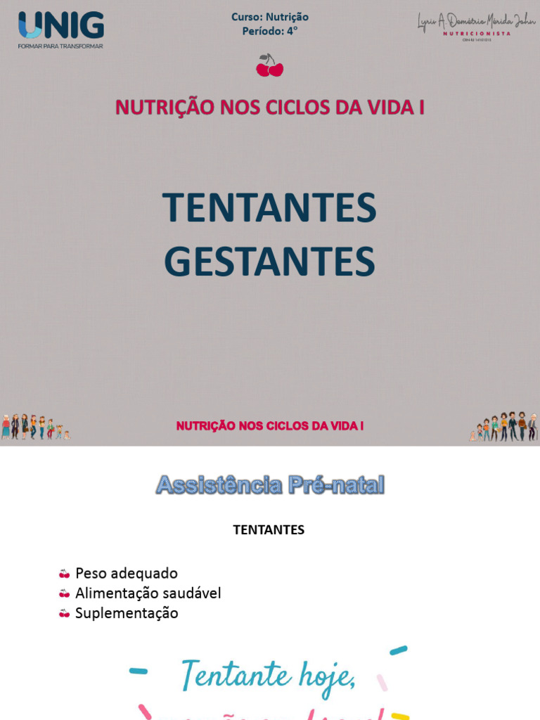 Aula III - Nutrição Nos Ciclos Da Vida I - Tentantes e Gestantes ... Aula III - Nutrição Nos Ciclos Da Vida I - Tentantes e Gestantes ...