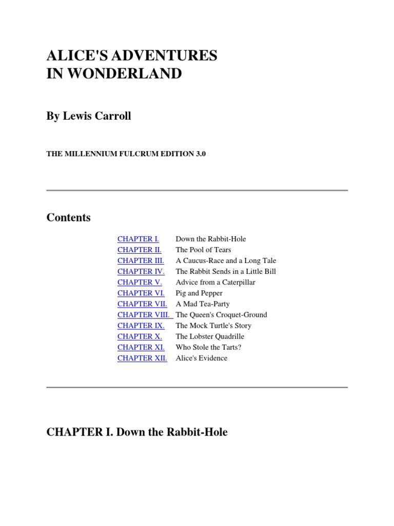 Alice in Wonderland | PDF | Nature