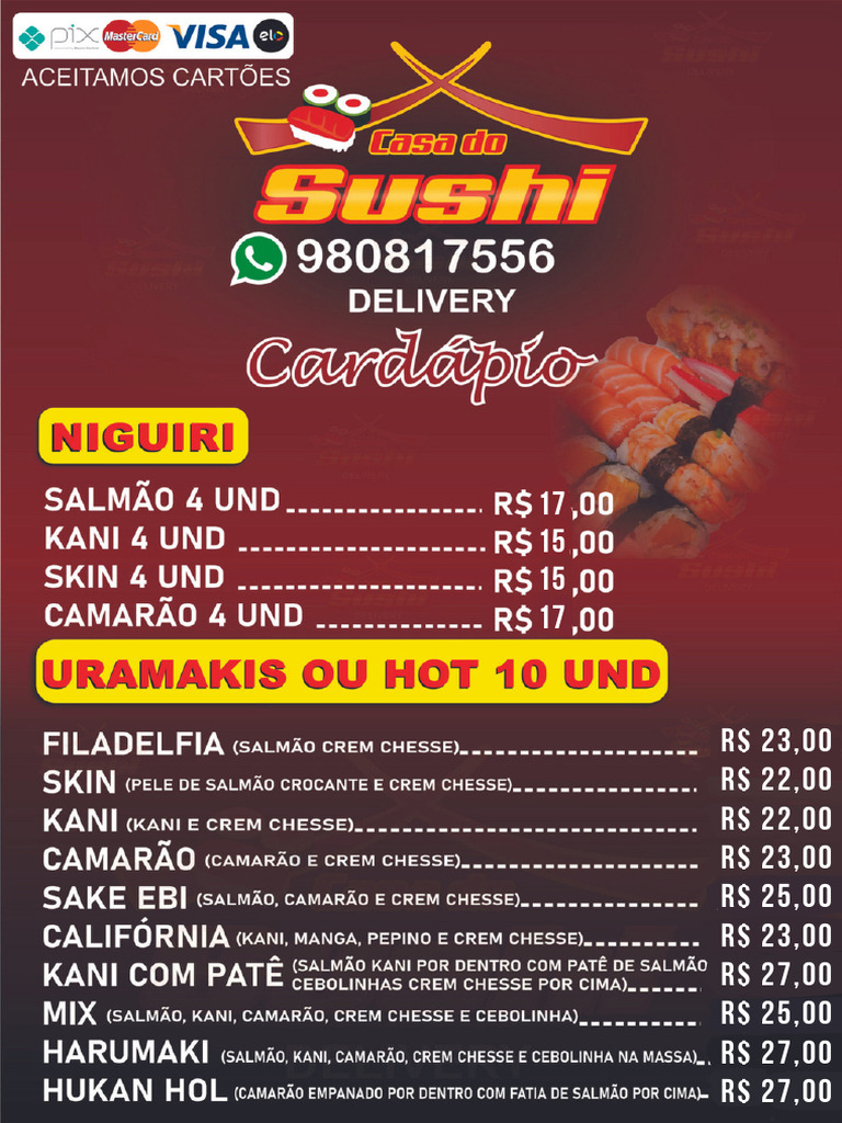 Cardápio Casa Do Sushi | PDF