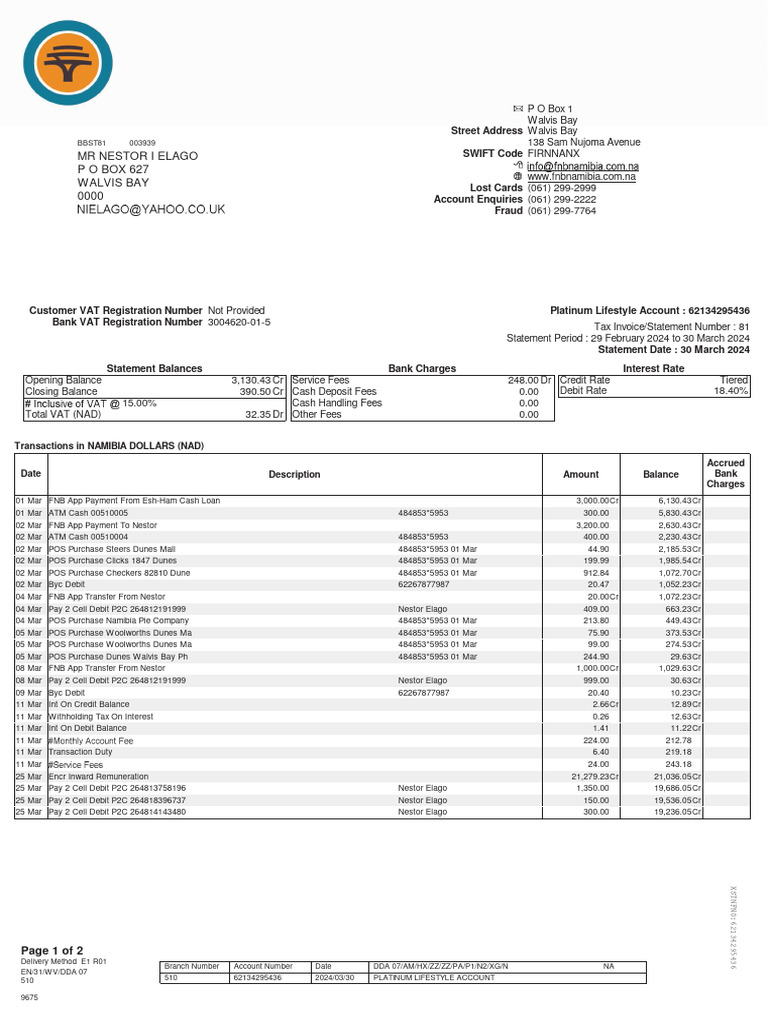 March Bank Statement | PDF | Debit Card | Credit Card