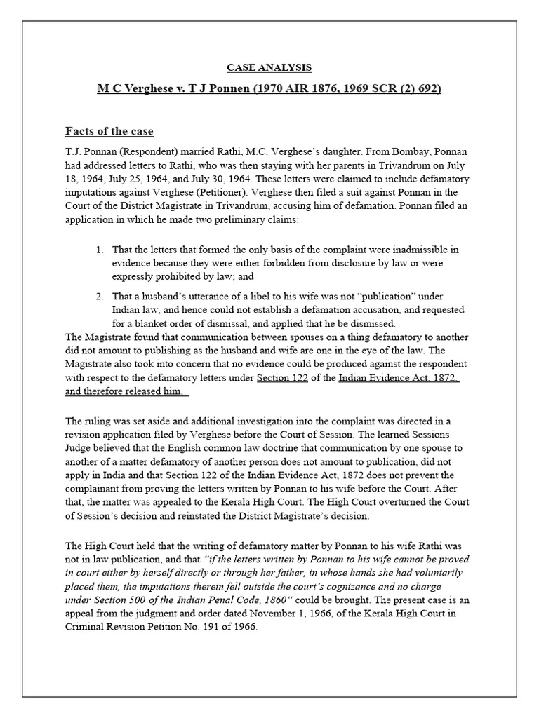 Case Analysis | PDF | Defamation | Justice