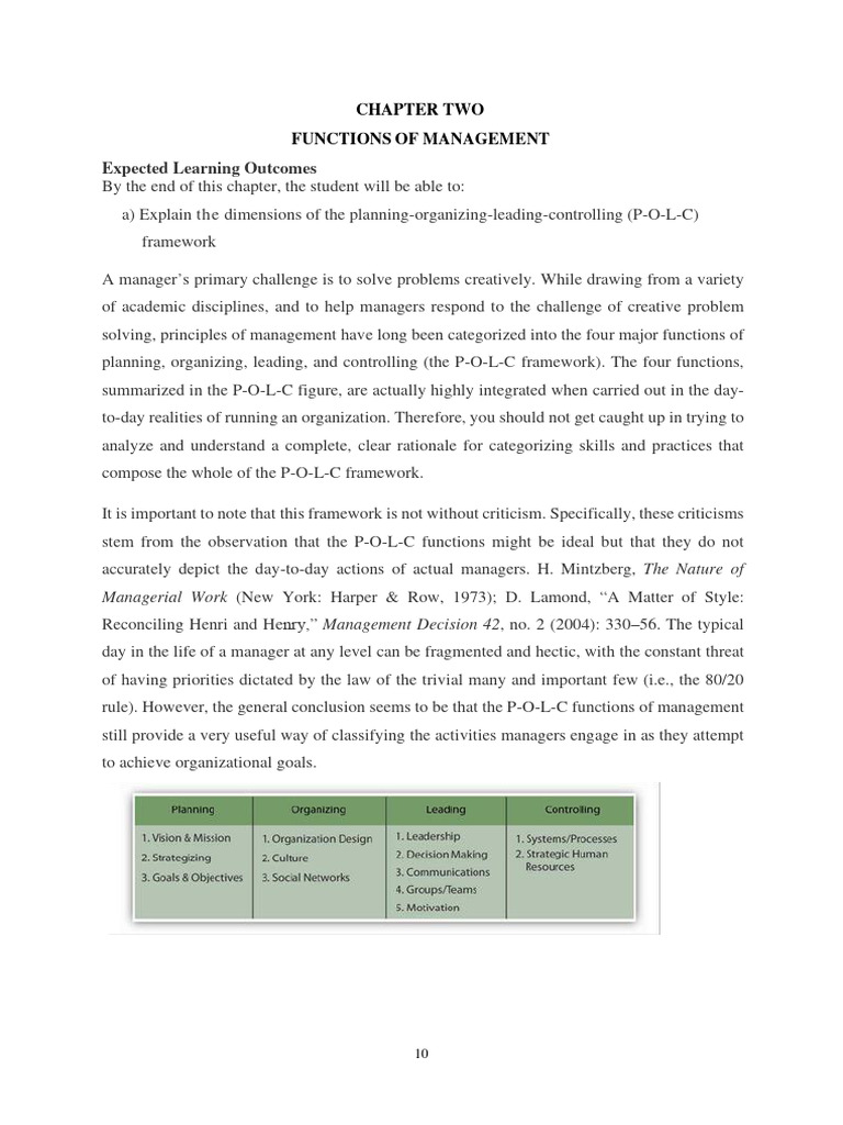 Chapter 2 Functions of Management | PDF | Strategic Planning | Leadership