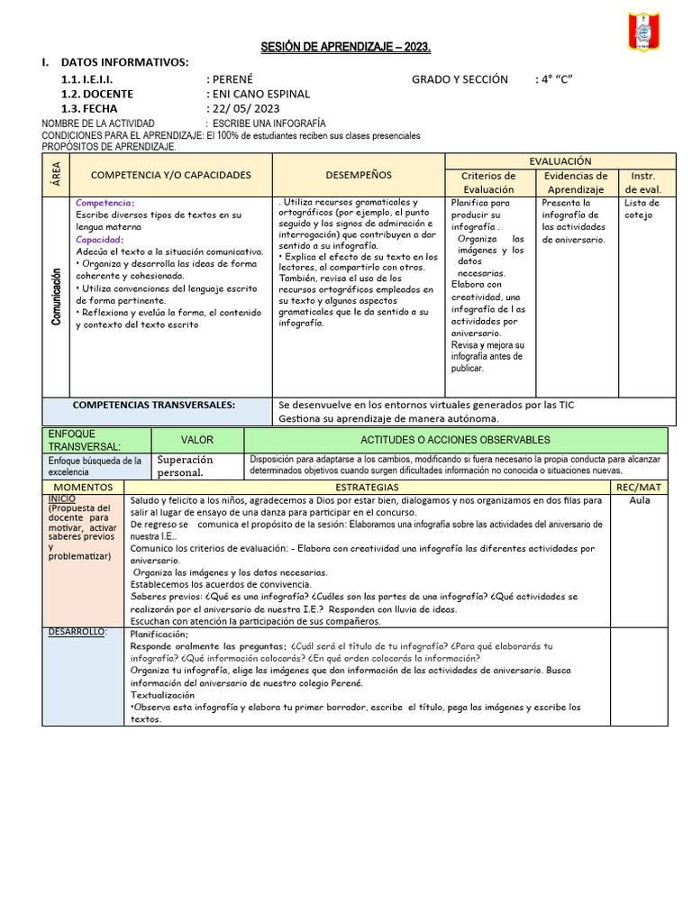 22-05-23 - Lunes - Com - Infograf. | PDF | Infografia | Evaluación