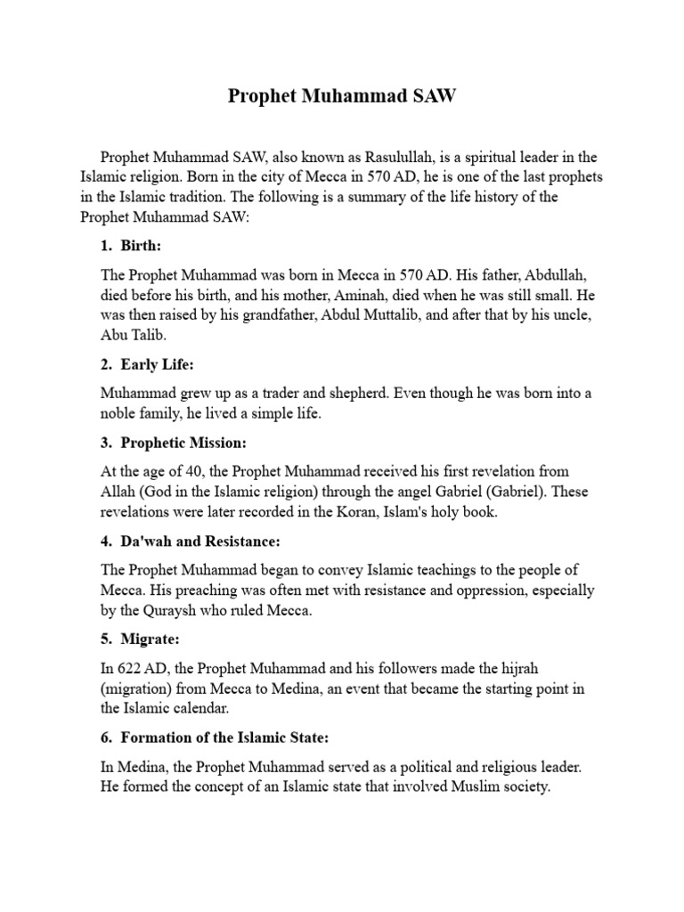 Prophet Muhammad SAW | PDF