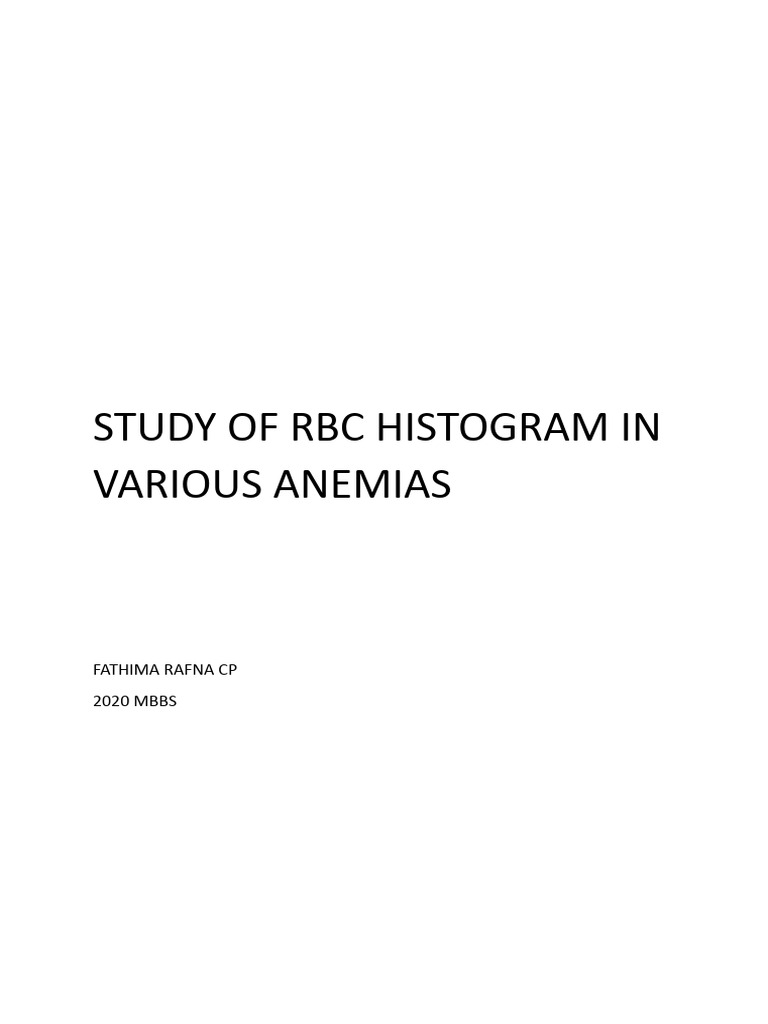Study of RBC Histogram in Various Anemias | Download Free PDF | Anemia ...