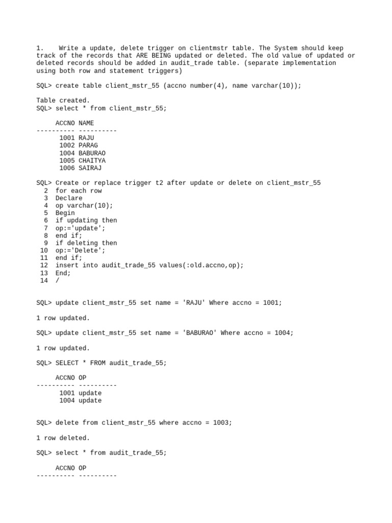 Dbms 7 Trigger | PDF | Databases | Data Management Software