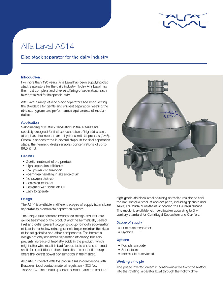 Product Leaflet A814 Separator en | PDF | Pump