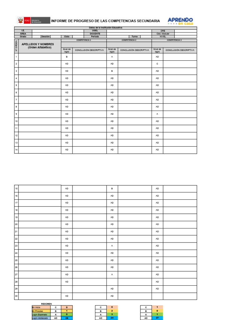 Registro de Progreso de Los Aprendizajes | PDF