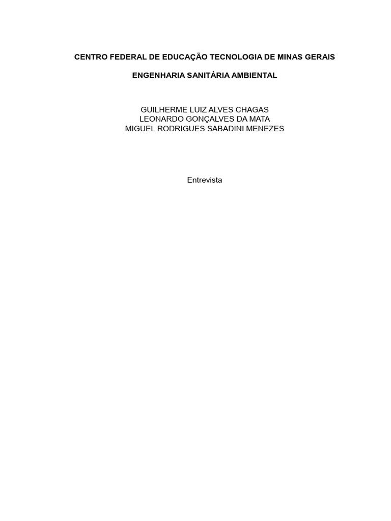 Trabalho Final De Introducao A Engenharia Ambiental Pdf Engenharia