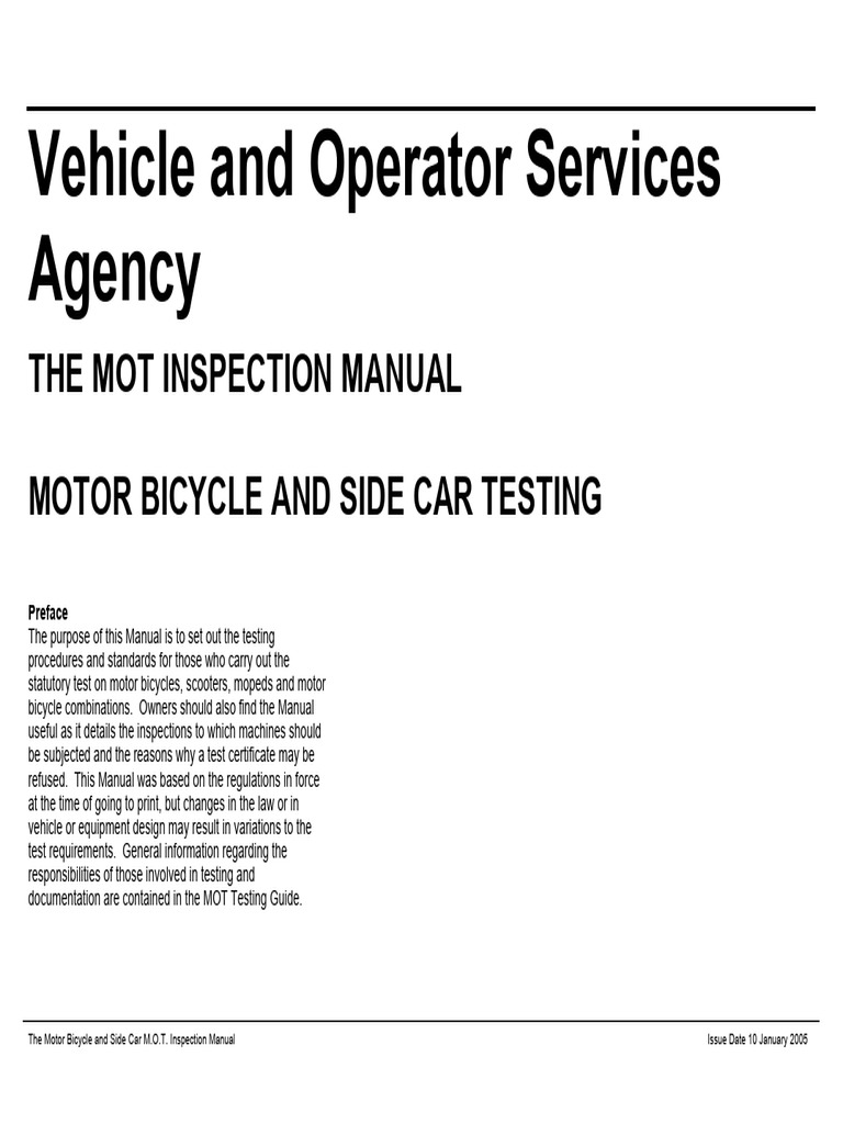 Mot Inspection Manual Classes 1 2 | PDF | Headlamp | Vehicles