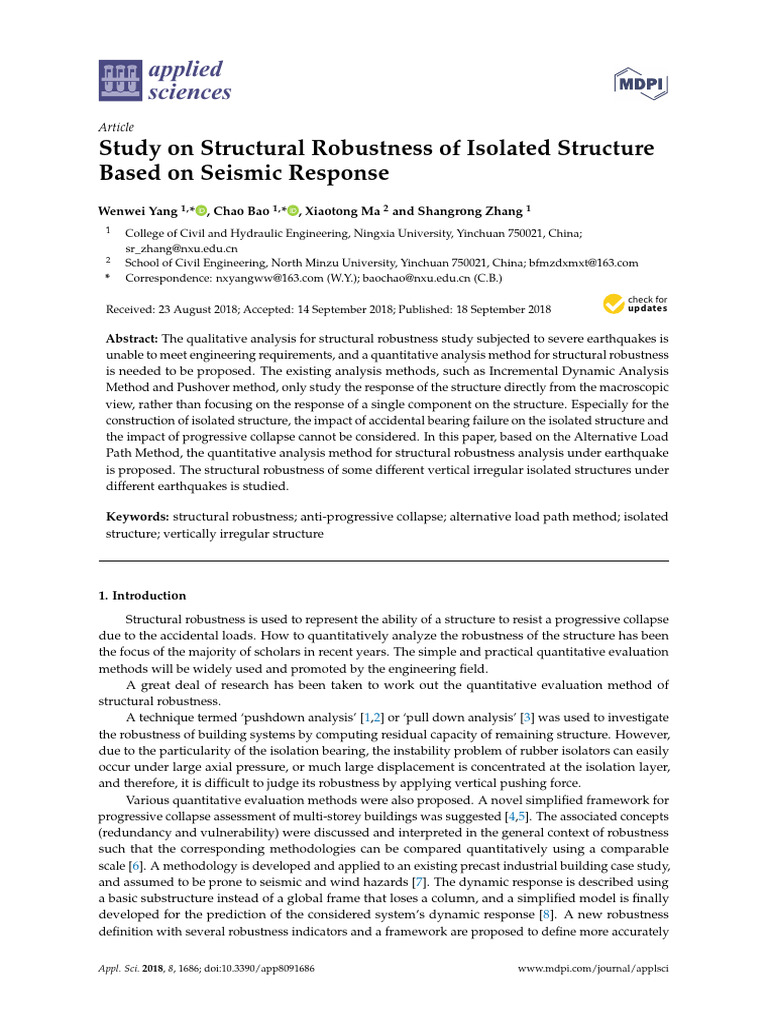 Seismic Robustness of Isolated Structures | PDF | Symmetry | Stress ...