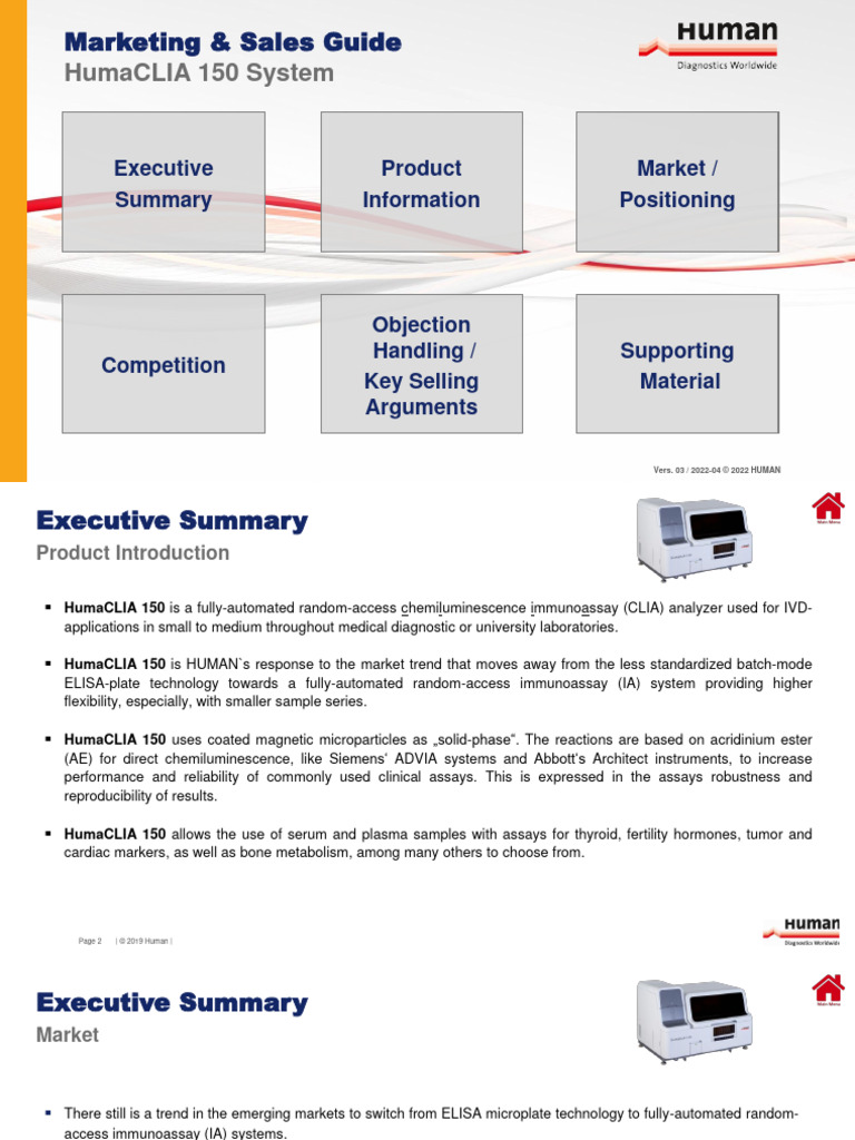 HumaCLIA 150 - Sales Guide (04.2022) | PDF | Immunoassay | Elisa