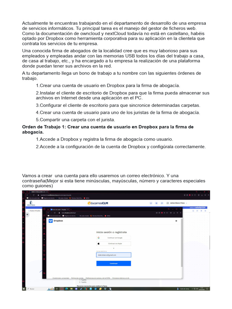 Guía para configurar Dropbox en abogados | PDF | Archivo de computadora | Contraseña