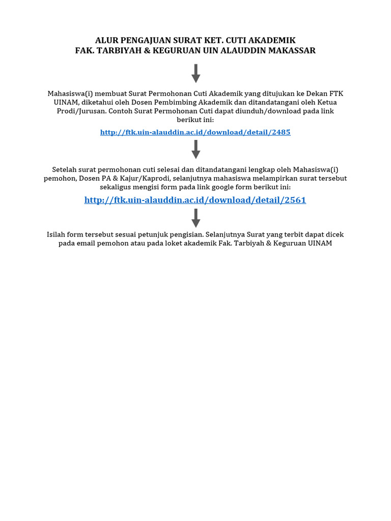 Prosedur Cuti Akademik UINAM | PDF | Karier & Perkembangan
