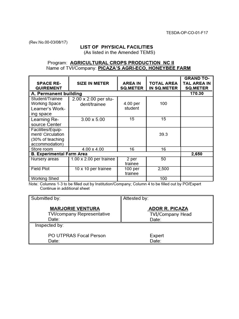 Picaza Tesda-Op-Co-01-F17 | PDF