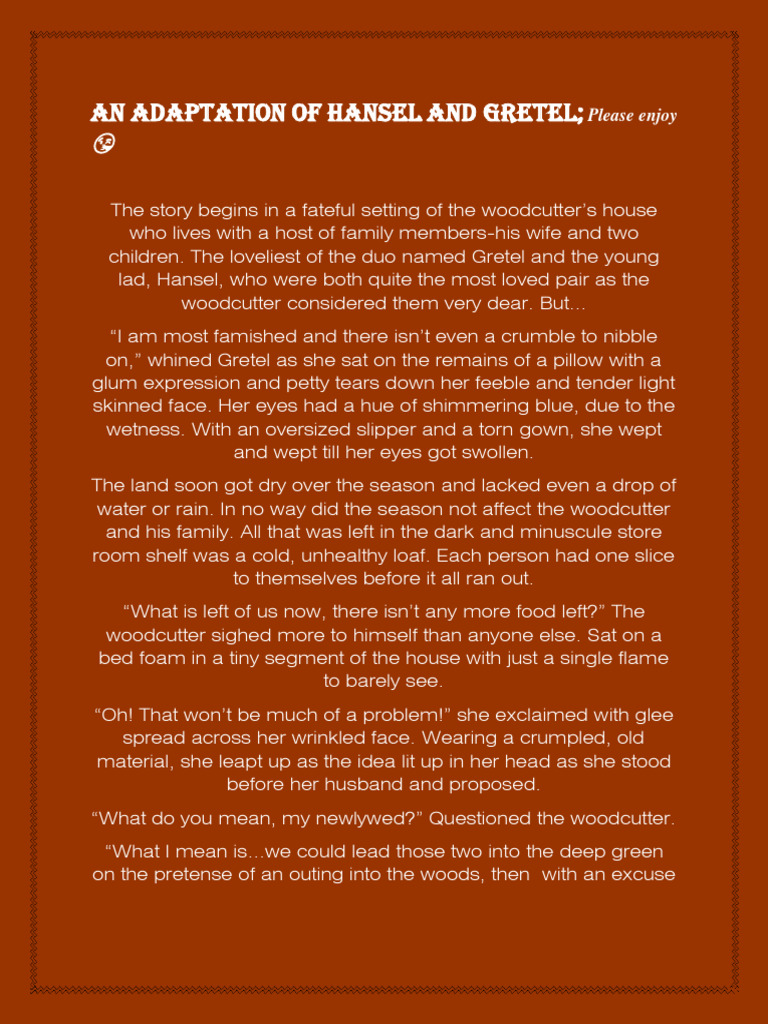 Hansel and Gretel (Re-Written) | Download Free PDF | Hansel And Gretel ...