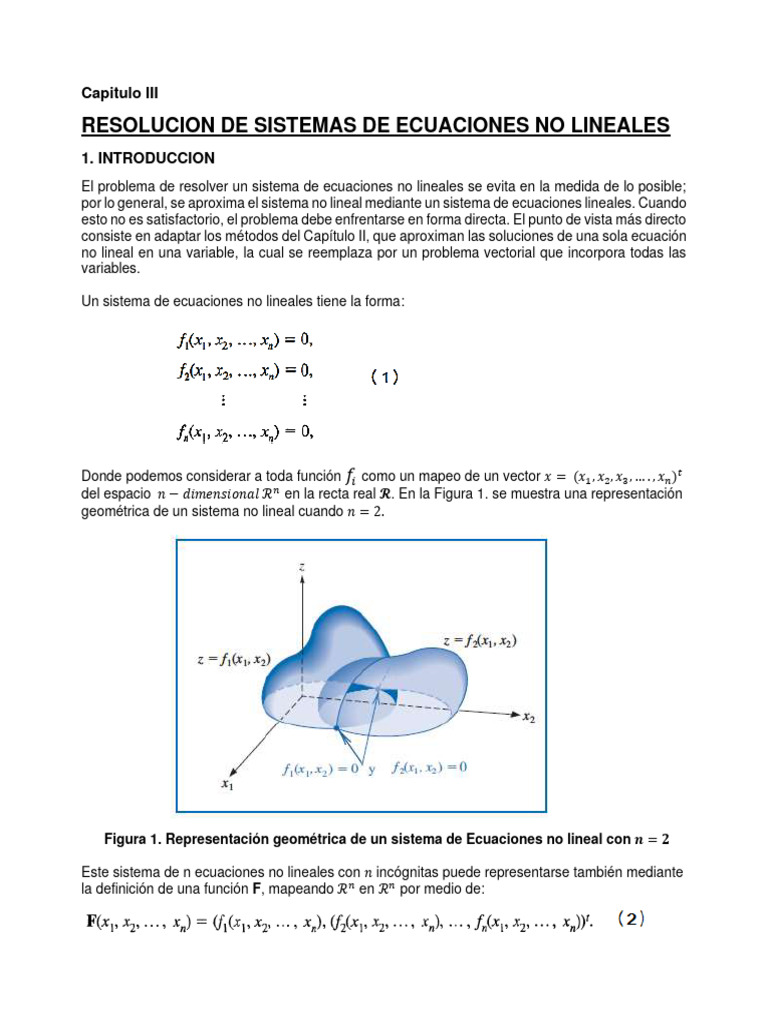 Capitulo III Sist. Ecs - No Lineales | PDF | Ecuaciones | Sistema no lineal