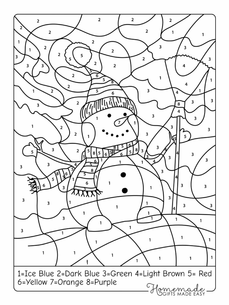 Color by Number Printable Snowman | PDF