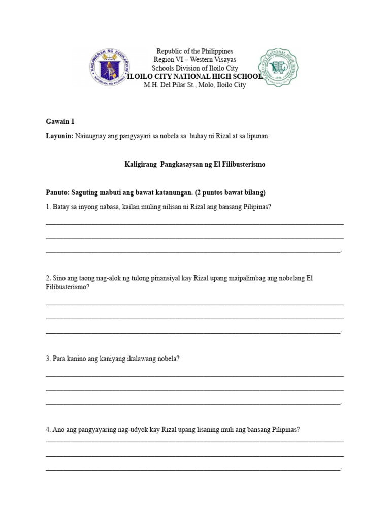 El Filibusterismo Gawain 1 | PDF