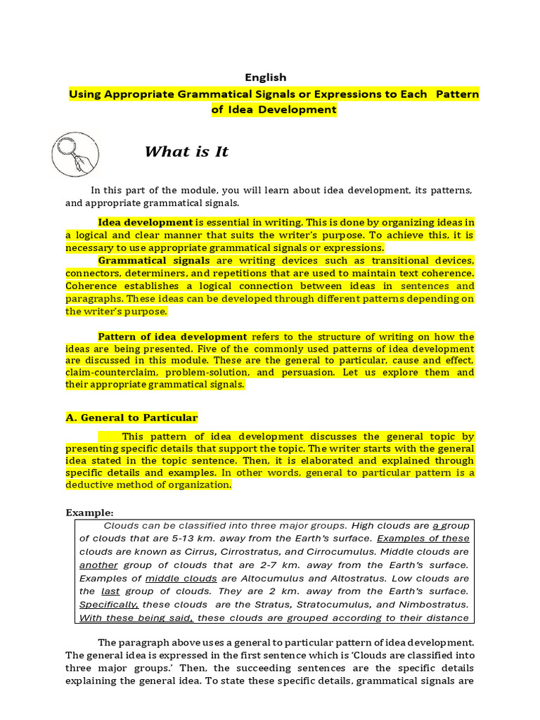Grammatical Signals Pattern of Development Part | PDF | Cloud | Rebellions