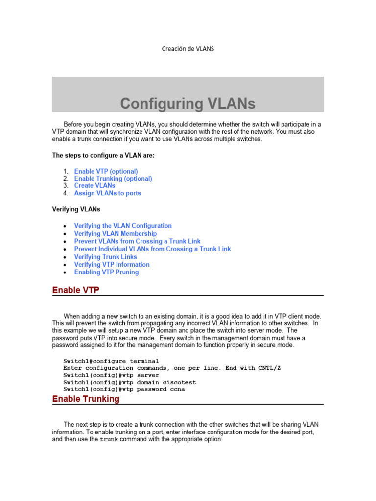 Creación de VLANS | PDF | Network Architecture | Computer Engineering